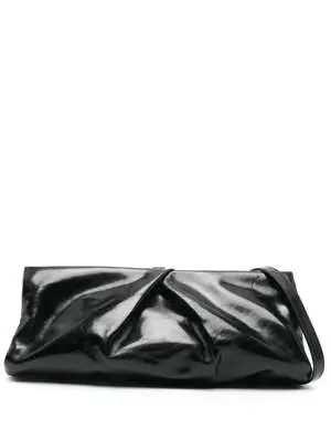 Dries Van Noten Large Leather Clutch Bag, With Detachable Adjustable Shoulder Strap - Black