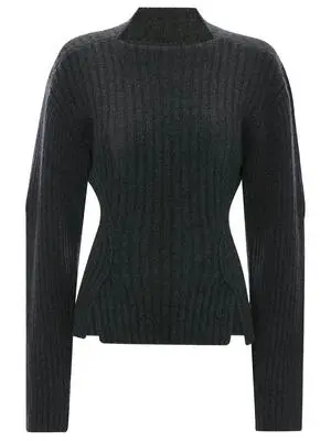 Victoria Beckham Ribbed Jumper In Merino Wool - Gray