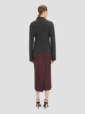 Victoria Beckham Ribbed Jumper In Merino Wool - Gray