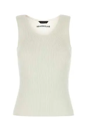 Balenciaga Stretch Wool Blend Tank Top - White