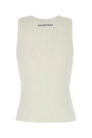 Balenciaga Stretch Wool Blend Tank Top - White