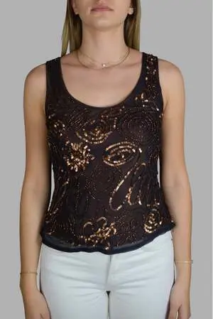 MARLY'S Silk Sequined Tank Top