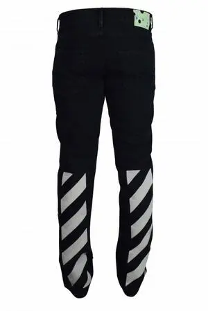 Off-White Printed Straight Leg Jeans - Black