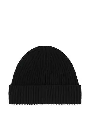 Stone Island Ribbed Wool Beanie With Compass Patch