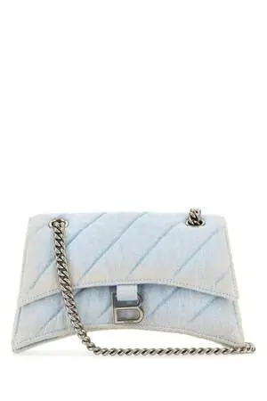 Balenciaga Denim Crush S Shoulder Bag - Blue