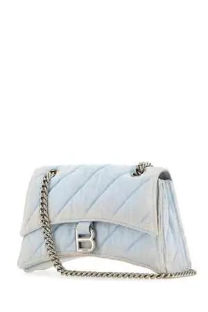 Balenciaga Denim Crush S Shoulder Bag - Blue