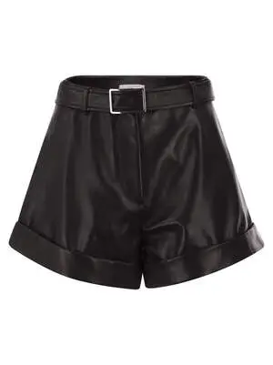 Sportmax Spxvasaio Leather Bermuda Shorts - Black