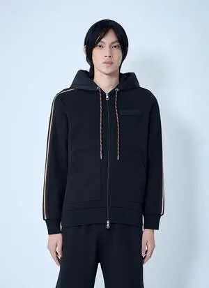 Moncler Zip-up Hoodie With Logo Detail - Black
