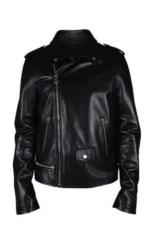 Philipp Plein Leather Biker Jacket - Black