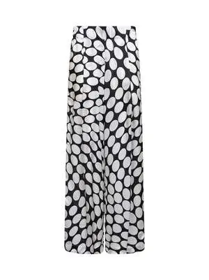 Dries Van Noten Black Viscose Soft Ellipses-printed Wide-leg Trousers - Multicolor