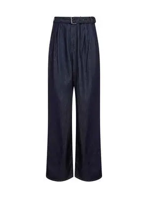 Dries Van Noten Indigo Denim Belted Wide-leg Jeans - Multicolor