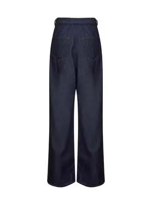 Dries Van Noten Indigo Denim Belted Wide-leg Jeans