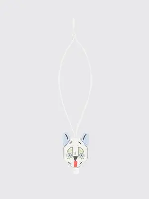 Loewe Futurist Cat Calfskin Keychain With Engraved Logo And Metal Ring - White