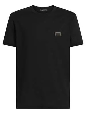 Dolce & Gabbana Cotton T-shirt With Plaque - Black