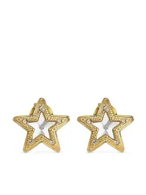 JIMMY CHOO Gold-finish Metal Jc Star Stud Earrings With Swarovski Crystals - Silver