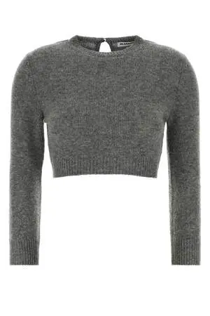 JIL SANDER Grey Wool Blend Sweater - Gray