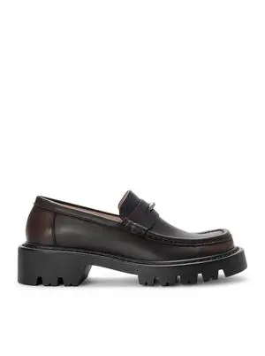 Loewe Sierra Brushed Calfskin Loafers - Brown