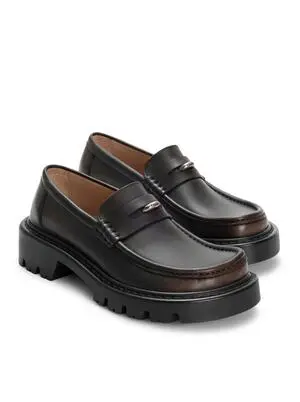 Loewe Sierra Brushed Calfskin Loafers - Brown