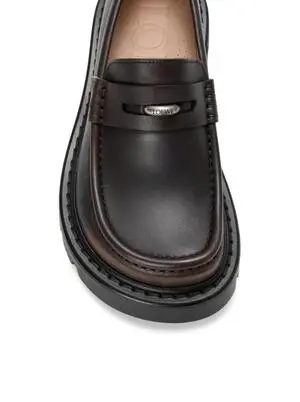 Loewe Sierra Brushed Calfskin Loafers - Brown