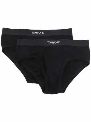 TOM FORD Set Of 2 Logo-waistband Cotton Briefs - Black