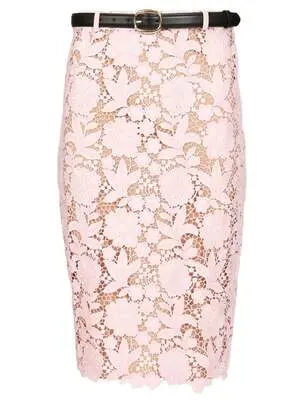 SELF-PORTRAIT Pink Lace Pencil Skirt - Multicolor