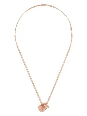 FERRAGAMO Double Gancini Pendant Necklace - Silver