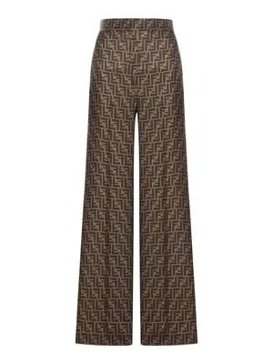 Fendi Ff Twill Trousers - Brown