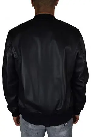 Philipp Plein Leather Bomber Jacket - Black