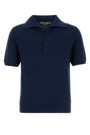 Dolce & Gabbana Navy Cotton Blend Polo Shirt - Blue