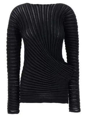 Issey Miyake Asymmetrical Knit Top - Black