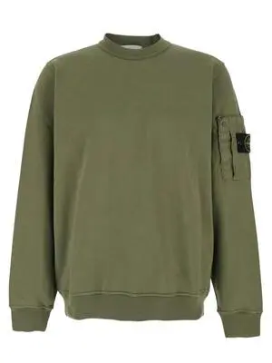 Stone Island Regular Fit Crewneck Midweight Sweatshirt With Pocket - Green