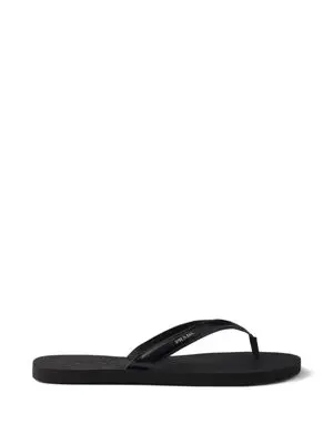 Prada Brushed Leather Flip Flops - Black