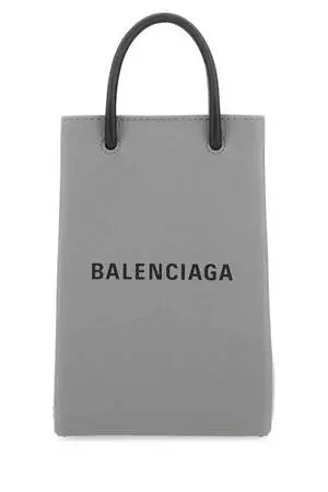 Balenciaga Grey Leather Phone Case - Gray