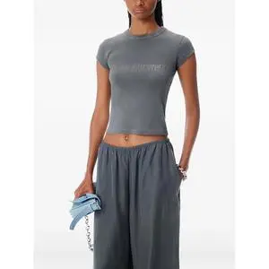 Alexander Wang Cotton Ribbed Crew Neck Short Sleeve T-shirt - Gray
