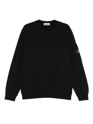 Stone Island Regular Fit Crewneck Midweight Sweatshirt With Pocket - Black