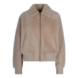 Max Mara Neutrals Jackets Faux Fur & Shearling Jackets - Cream