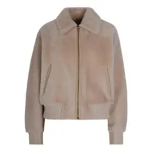 Max Mara Neutrals Jackets Faux Fur & Shearling Jackets - Cream