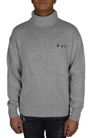 Off-White Turtleneck Sweater - Gray