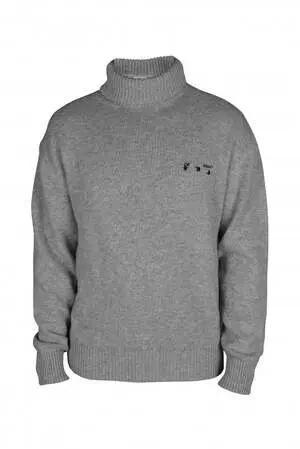 Off-White Cashmere Turtleneck Sweater - Gray