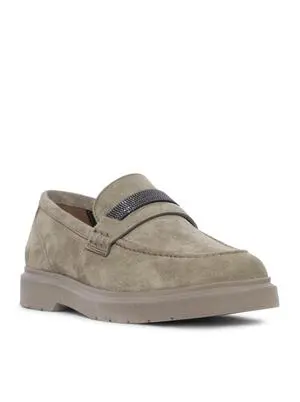 Brunello Cucinelli Suede Jewel Appliqué Loafers - Multicolor