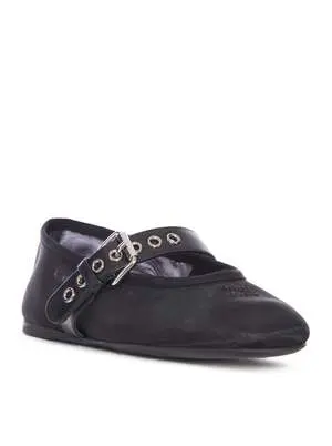 Miu Miu Mesh Ballerinas With Leather Buckle