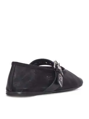 Miu Miu Mesh Ballerinas With Leather Buckle
