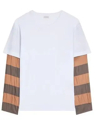 Dries Van Noten Loose Fit Contrast Striped Sleeves T-shirt - White