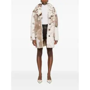 Prada Shearling Leather Coat - White