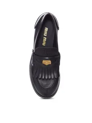 Miu Miu Leather Loafers - Black