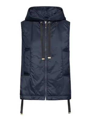 Max Mara Padded Vest With Hood In Waterproof Canvas - Multicolor