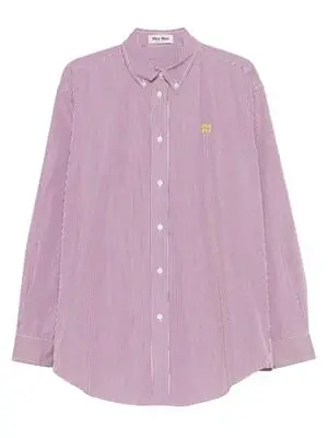 Miu Miu Vertical Stripe Cotton Shirt - Red