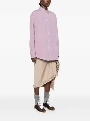Miu Miu Vertical Stripe Cotton Shirt - Red