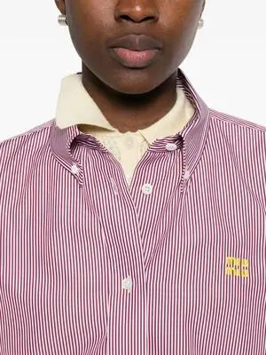 Miu Miu Vertical Stripe Cotton Shirt - Red