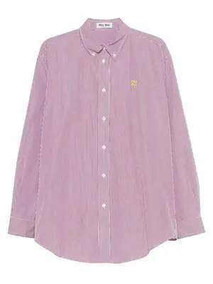 Miu Miu Vertical Stripe Cotton Shirt - Red